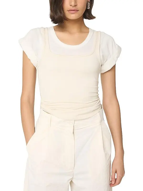 THE LINE BY K Daqi Layered Look Top - White/vanilla