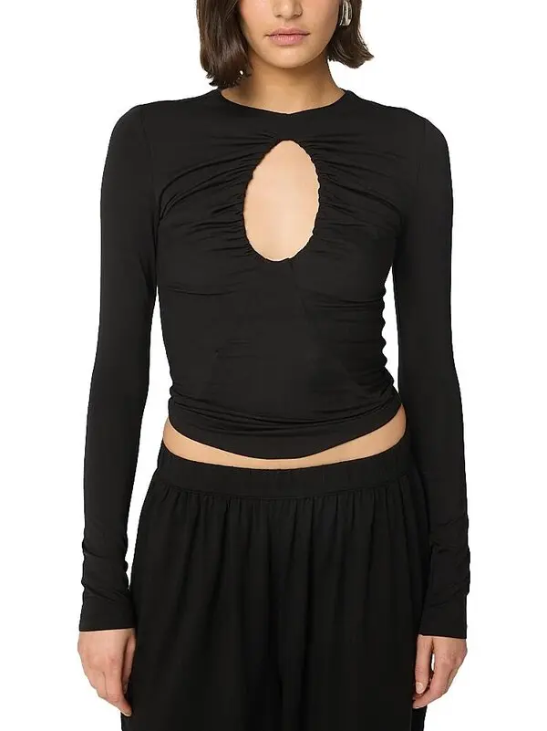 THE LINE BY K Demi Keyhole Top - Black