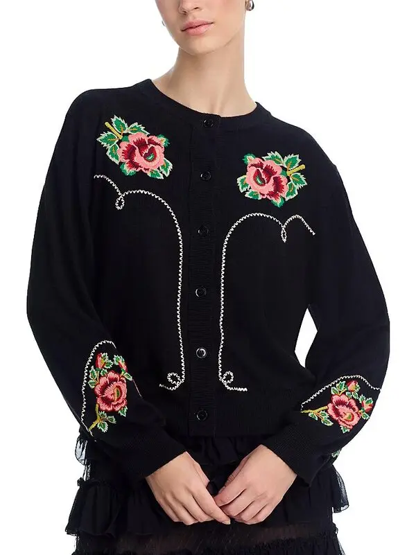 The Great. The Rose Western Cardigan - Black