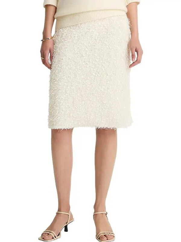 Vince Feathery Fringe Skirt - Light Cream