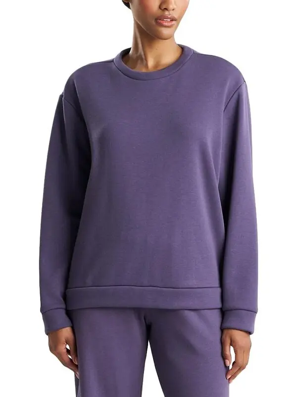 Natori Nova Cozy Brushed Knit Crew Neck Top - Twilight Blue