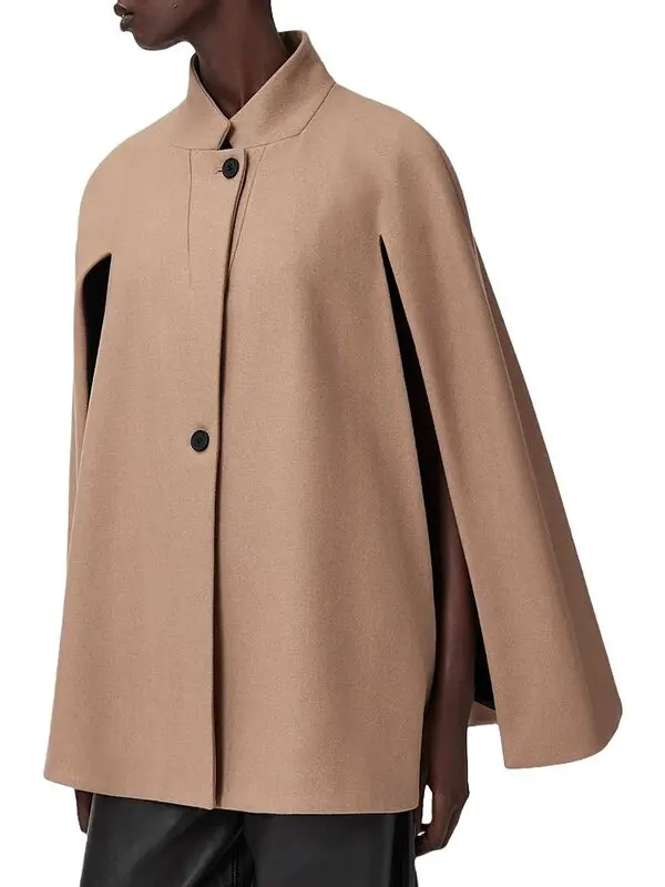 ALLSAINTS Lunis Cape Coat - Camel Brown