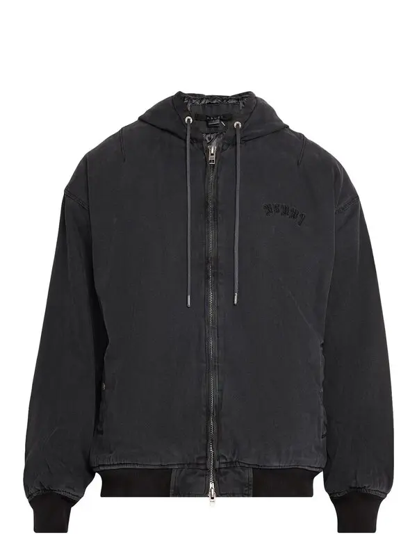 Ksubi Studded Logo Hooded Bomber Jacket - Black