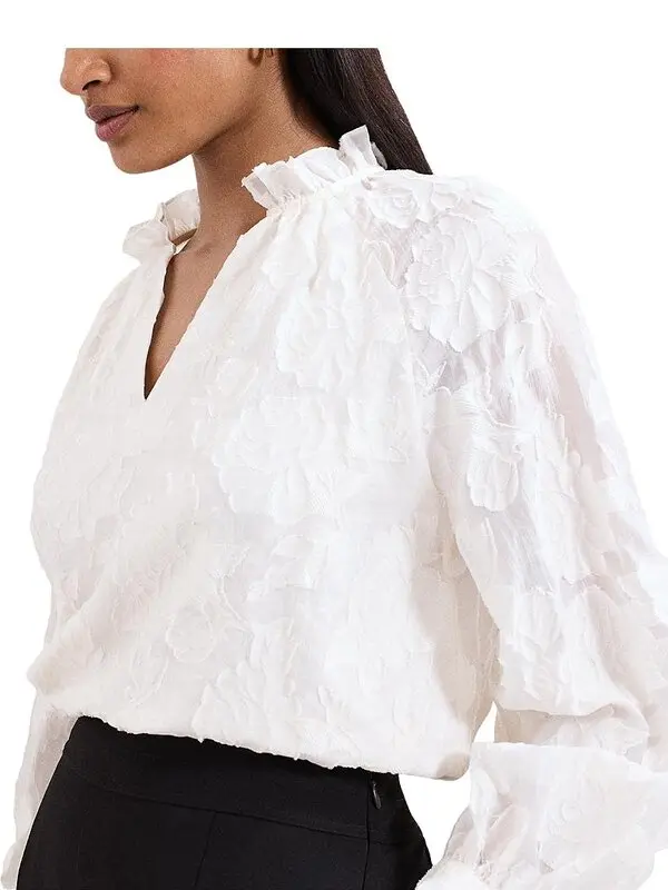 PHASE EIGHT Amal Floral Textured Blouse - Cream