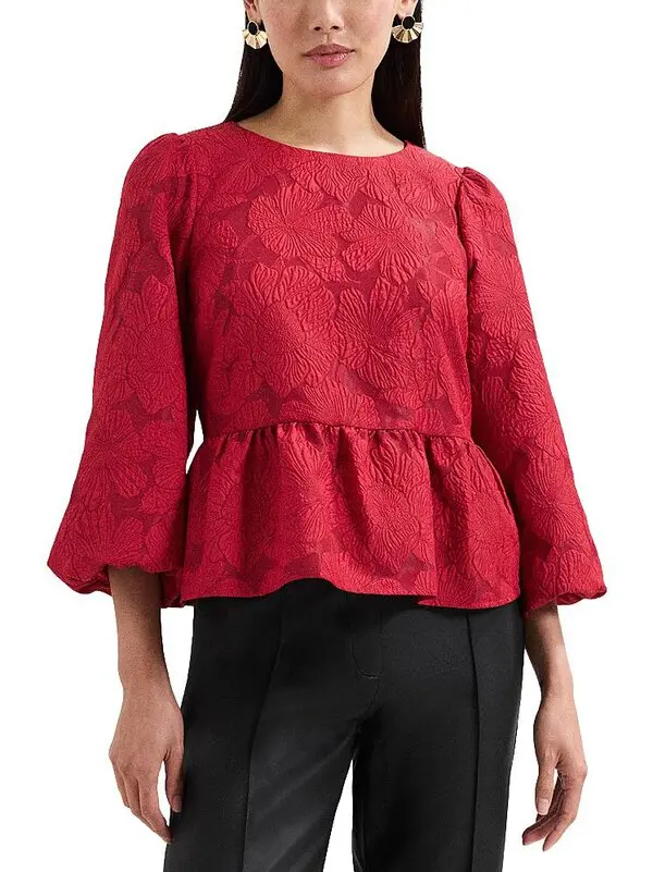 PHASE EIGHT Ellis Peplum Hem Top - Dark Red