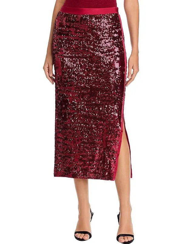 BOSS Ebibi Sequin Embellished Bodycon Skirt - Deep Ruby