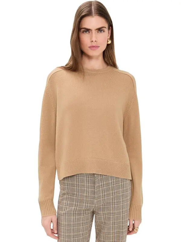 Theory Cropped Cashmere Pullover Sweater - New Camel