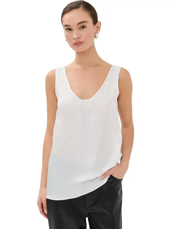 Another Tomorrow Silk Tank Top - Off White