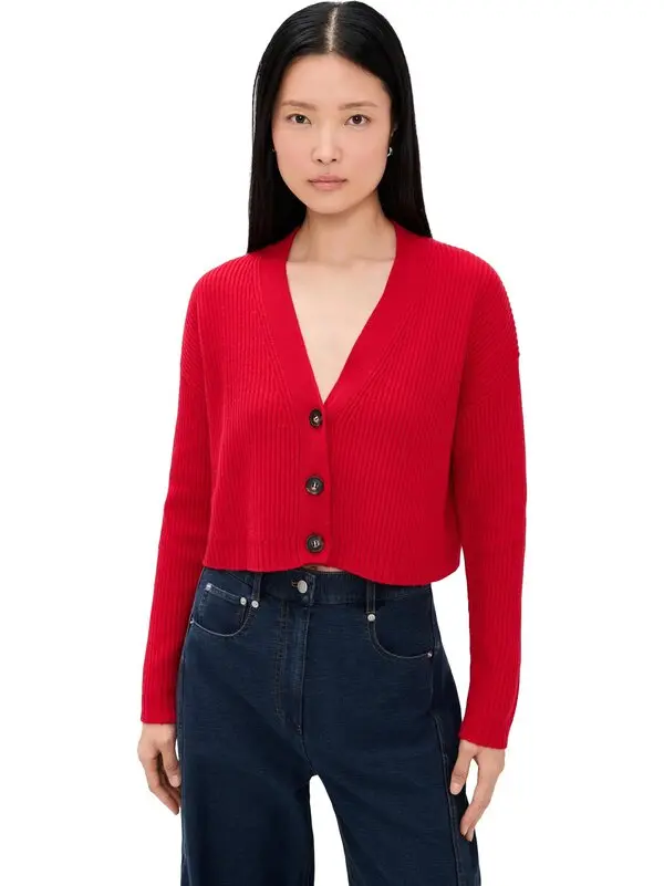 LE BOP Florence Wool Cardigan - Crimson