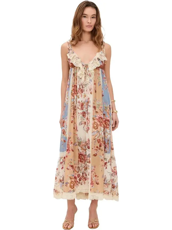 Zimmermann Awaken Lace-trimmed Maxi Dress - Spliced Print