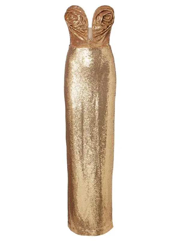 Carolina Herrera Sequined Gown - Gold