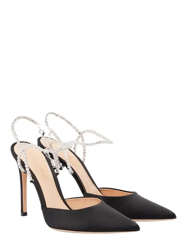 GIANVITO ROSSI Crystal-embellished Satin Pumps - Black