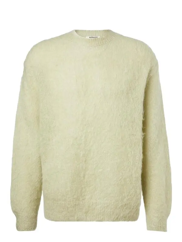 Auralee Mohair And Wool Crewneck Sweater - Green