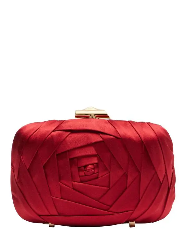ROGER VIVIER Rose Vivier Satin Clutch - Red