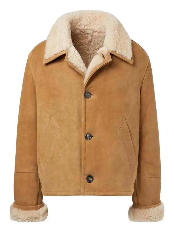 Ami Shearling-lined Suede Jacket - Beige