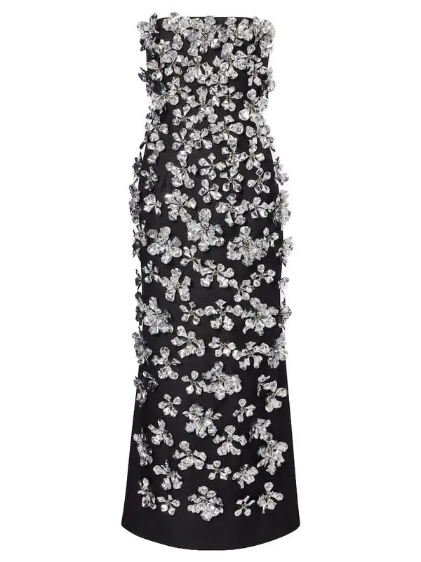 EMILIA WICKSTEAD Leilani Embellished Strapless Gown - Black