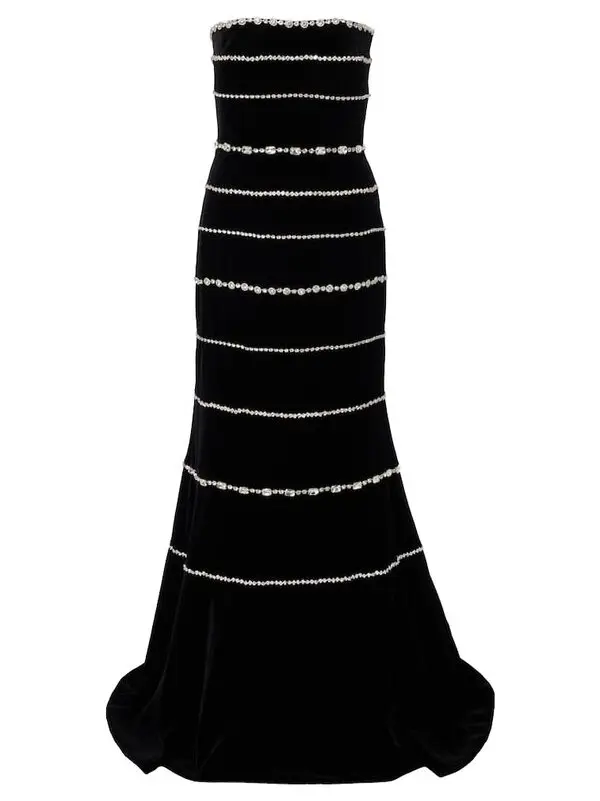 Costarellos Shaula Crystal-embellished Bustier Gown - Black