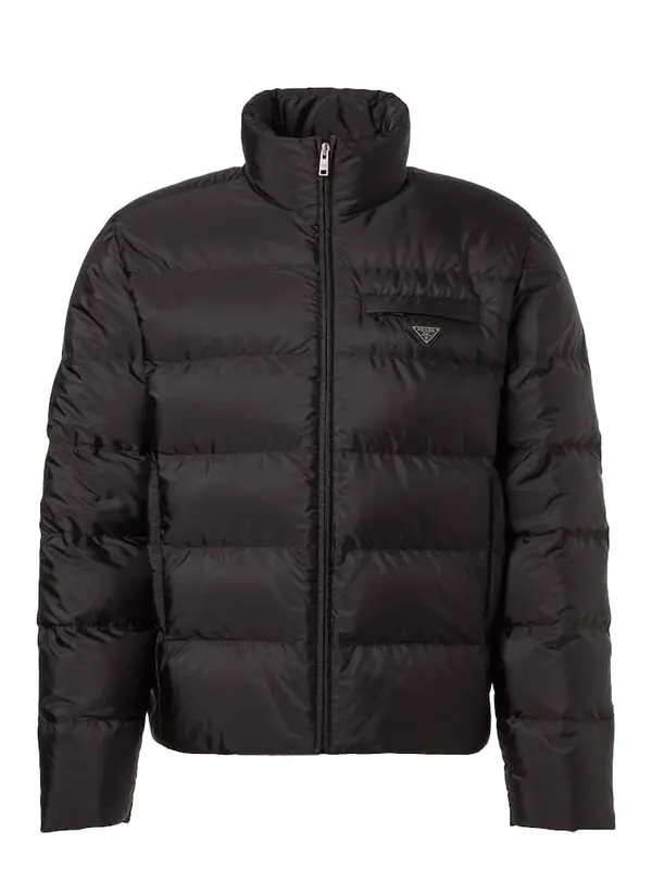 Prada Logo Quilted Down Jacket - Black