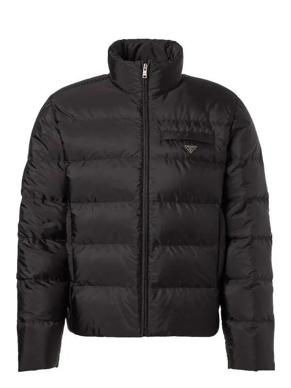 Prada Logo Quilted Down Jacket - Black