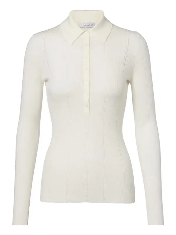 Gabriela Hearst Sophia Wool Polo Sweater - White