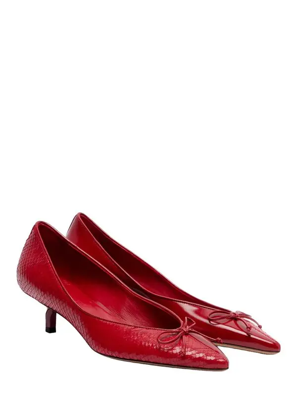 Jacquemus Tourni Snake-effect Leather Pumps - Red