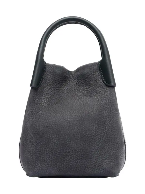 Loro Piana Bale Micro Leather Bucket Bag - Grey