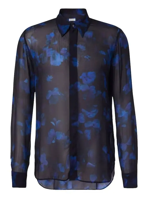 Dries Van Noten Sheer Floral Shirt - Blue