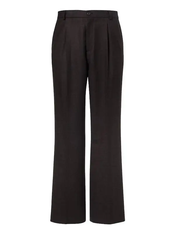 Dries Van Noten Wool Flannel Wide-leg Pants - Brown