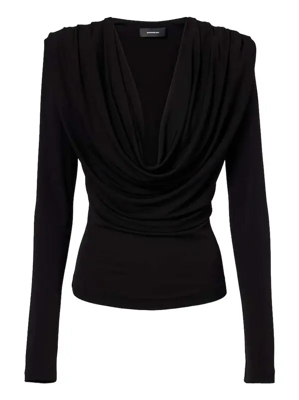 Wardrobe.NYC Draped Jersey Top - Black
