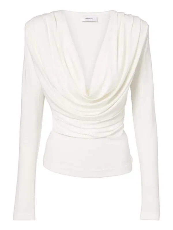 Wardrobe.NYC Draped Jersey Top - White
