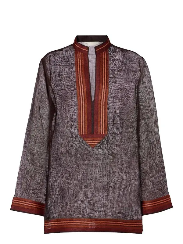 Tory Burch Sheer Linen Kaftan - Brown