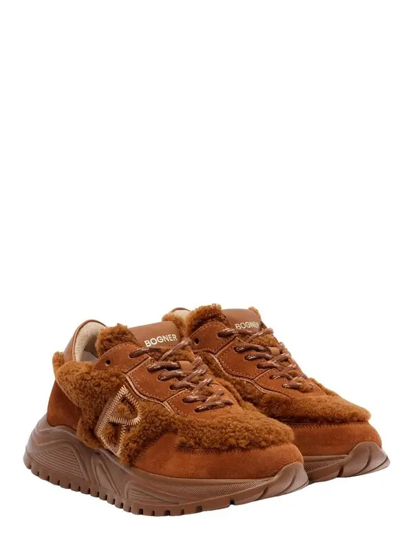 Bogner Malaga 27 Suede-trimmed Shearling Platform Sneakers - Brown