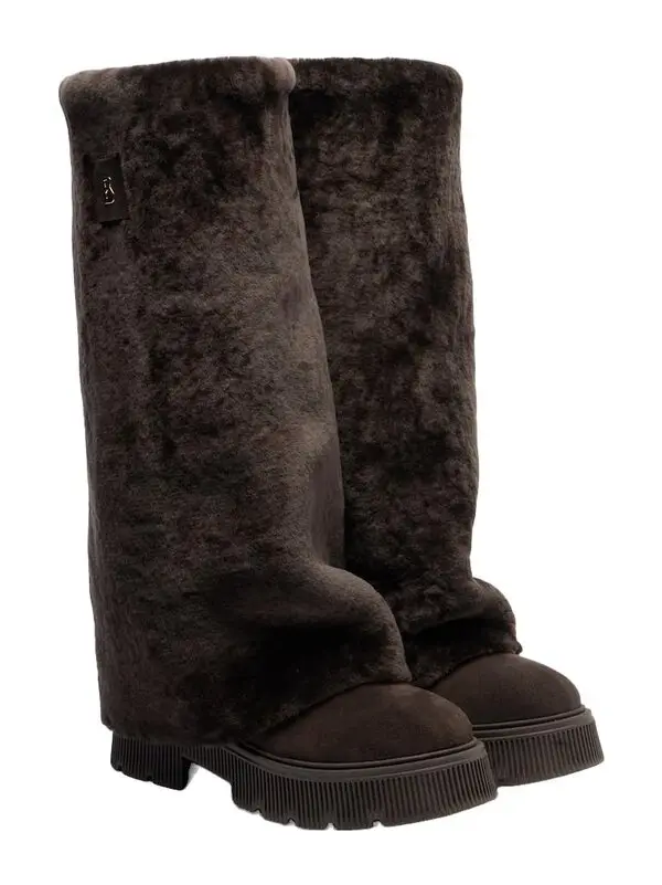 Bogner Turin Shearling And Suede Boots - Brown