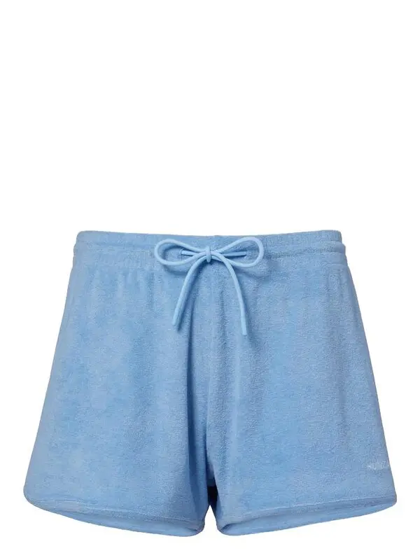 Hunza G Logo Cotton Terry Shorts - Blue