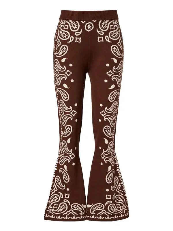 Farm Rio Paisley Knitted Flared Pants - Brown