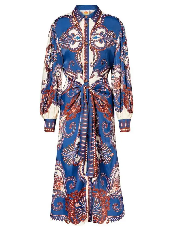Farm Rio Arabesque Scarf Shirt Dress - Multicoloured
