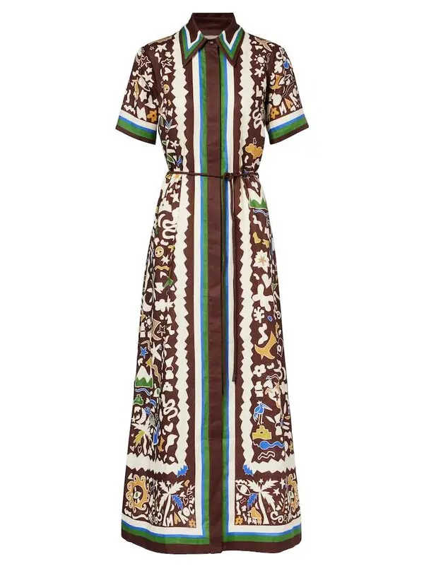 ALEMAIS Alémais Maroc Printed Linen Shirt Dress - Multicoloured