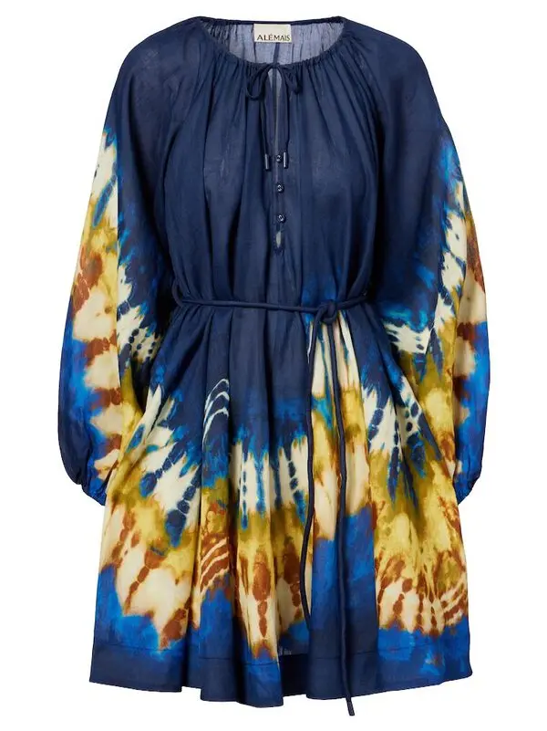 ALEMAIS Alémais Martine Printed Ramie Minidress - Blue