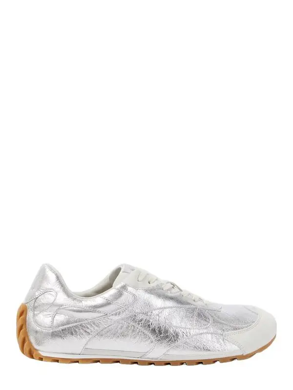 Bottega Veneta Orbit Flash Metallic Leather Sneakers - Silver