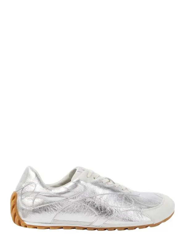 Bottega Veneta Orbit Flash Metallic Leather Sneakers - Silver