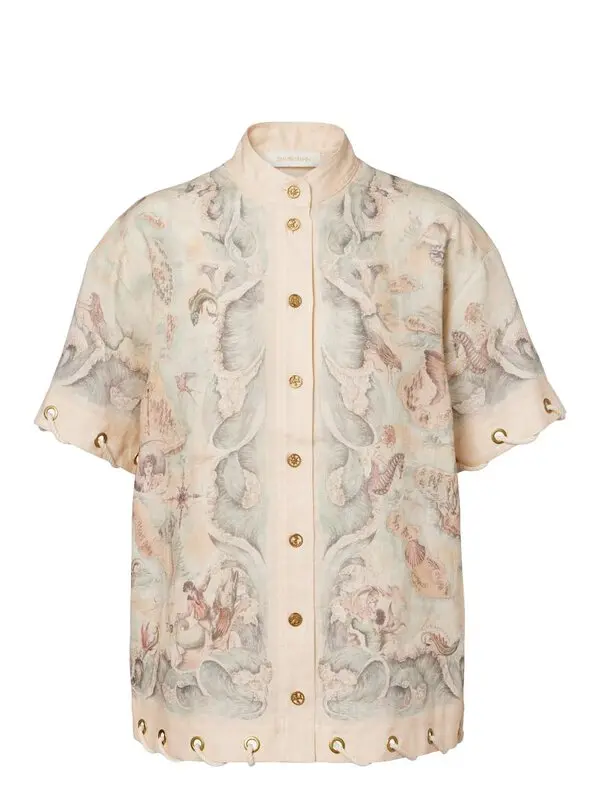 Zimmermann Printed Linen Shirt - Beige