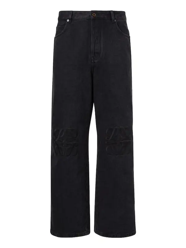 Loewe Anagram Wide-leg Jeans - Black