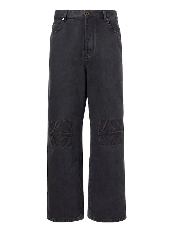 Loewe Anagram Wide-leg Jeans - Black