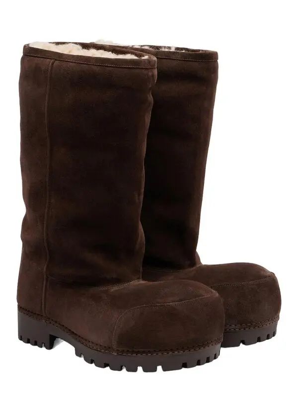 Balenciaga Alaska Suede Mid-calf Boots - Brown