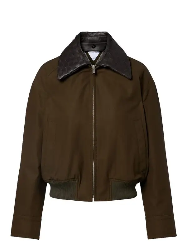 Bottega Veneta Leather-trimmed Cotton Twill Blouson Jacket - Green