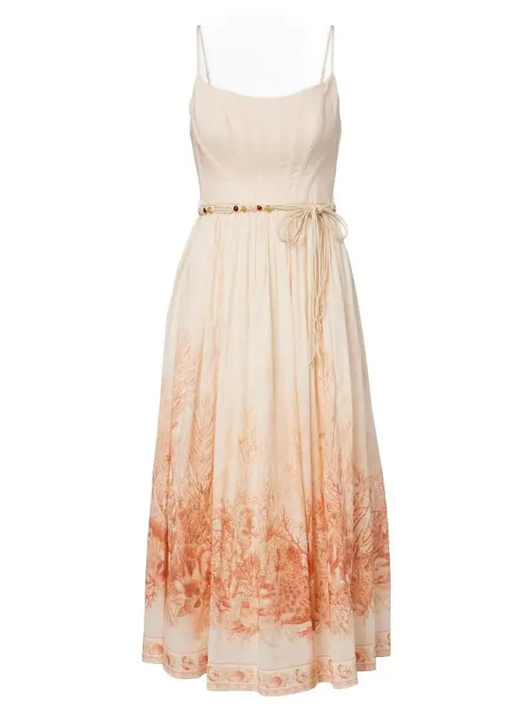 Zimmermann Wanderlust Printed Cotton Midi Dress - Beige