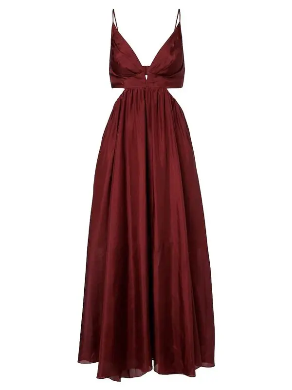 Zimmermann Wanderlust Cutout Silk Maxi Dress - Burgundy