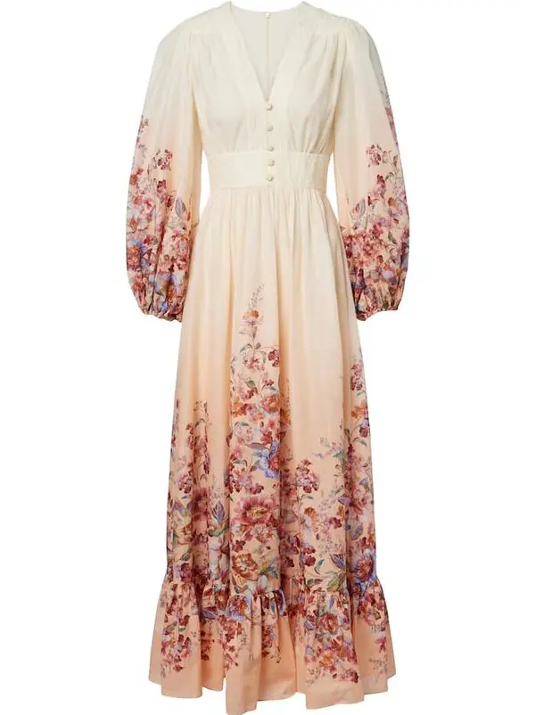 Zimmermann Awaken Floral Cotton Maxi Dress - Beige