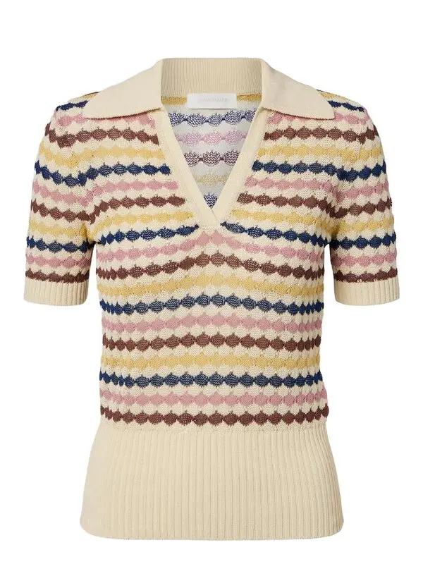 Zimmermann Awaken Cotton-blend Polo Sweater - Beige