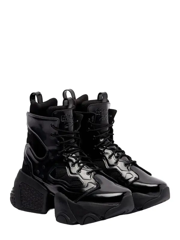 Noir Kei Ninomiya Cutout Lace-up Platform Boots - Black